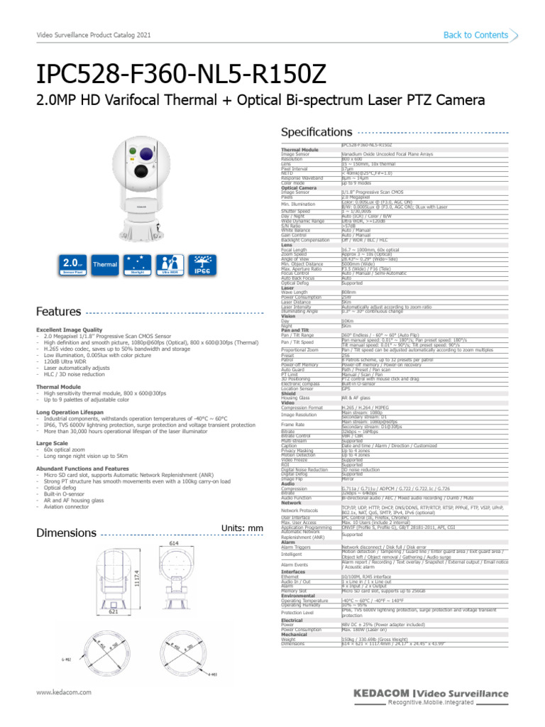 Ipc528 10k Laser PTZ Camera | PDF | Pixel | Camera Lens