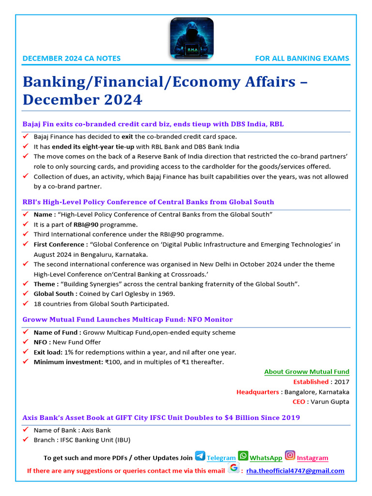 December 2024 Banking Exam Updates | PDF | Reserve Bank Of India ...