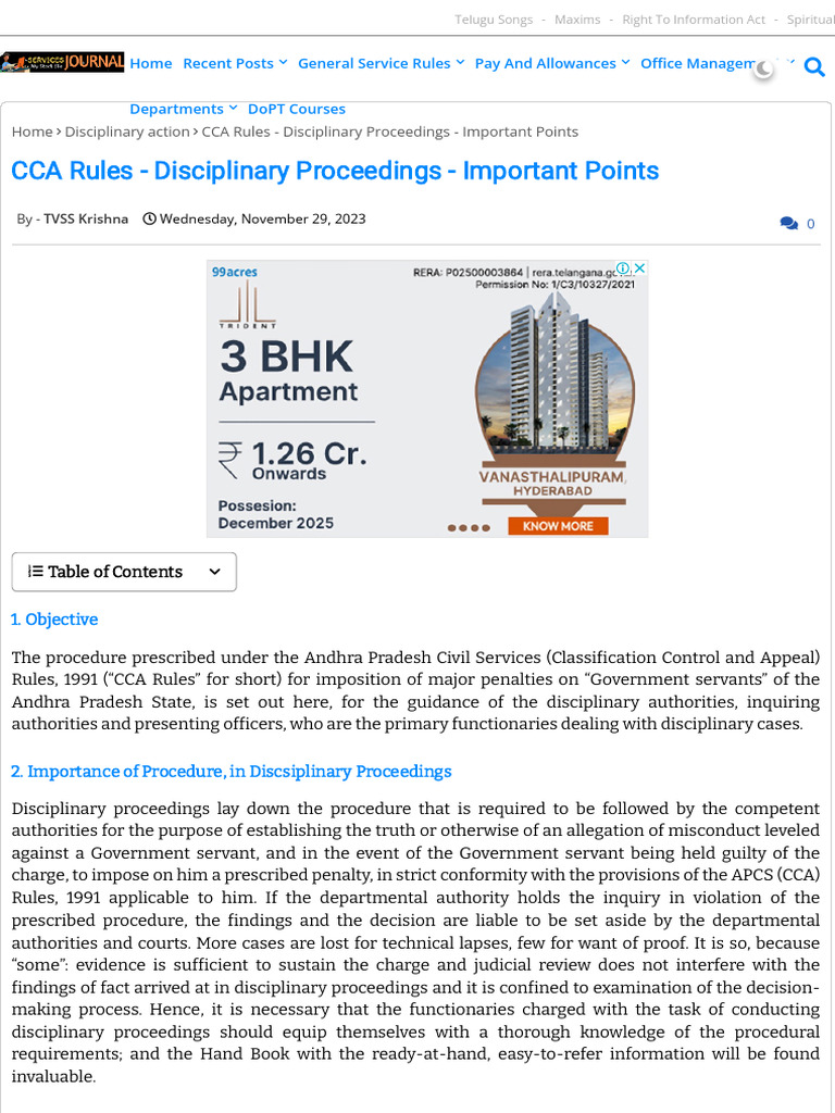 CCA Rules - Disciplinary Proceedings - Important Points | PDF | Deposition (Law) | Plea