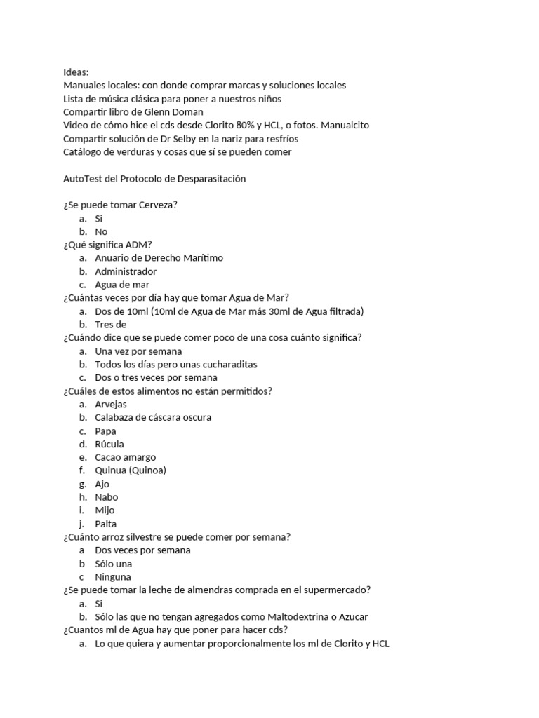 AutoTest+del+Protocolo+de+Desparasitacio%CC%81n | PDF
