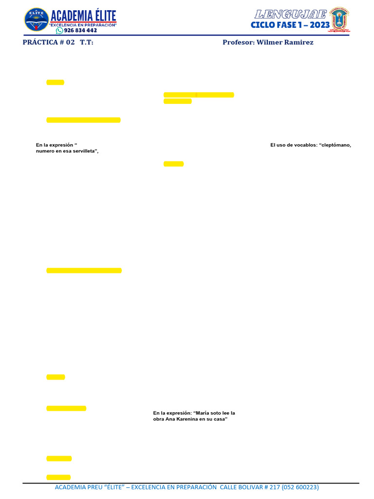 LENGUAJE ÉLITE REPASO 02 T.T MISIÓN FASE I 2023 (Recuperado 1) (Recuperado) | PDF | Palabra ...