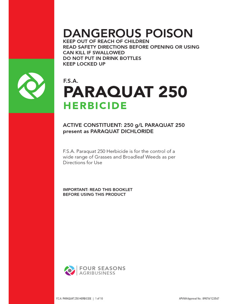 Paraquat 250 Herbicide Use Guide | PDF | Herbicide | Weed