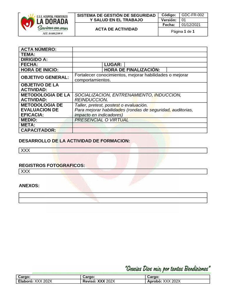 FORMATO DE ACTA DE ACTIVIDAD | PDF
