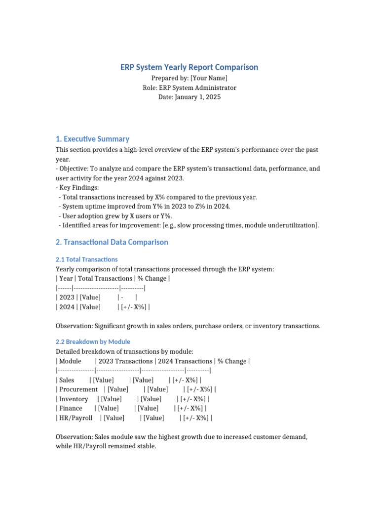 ERP_Yearly_Report_Comparison | PDF | Enterprise Resource Planning ...