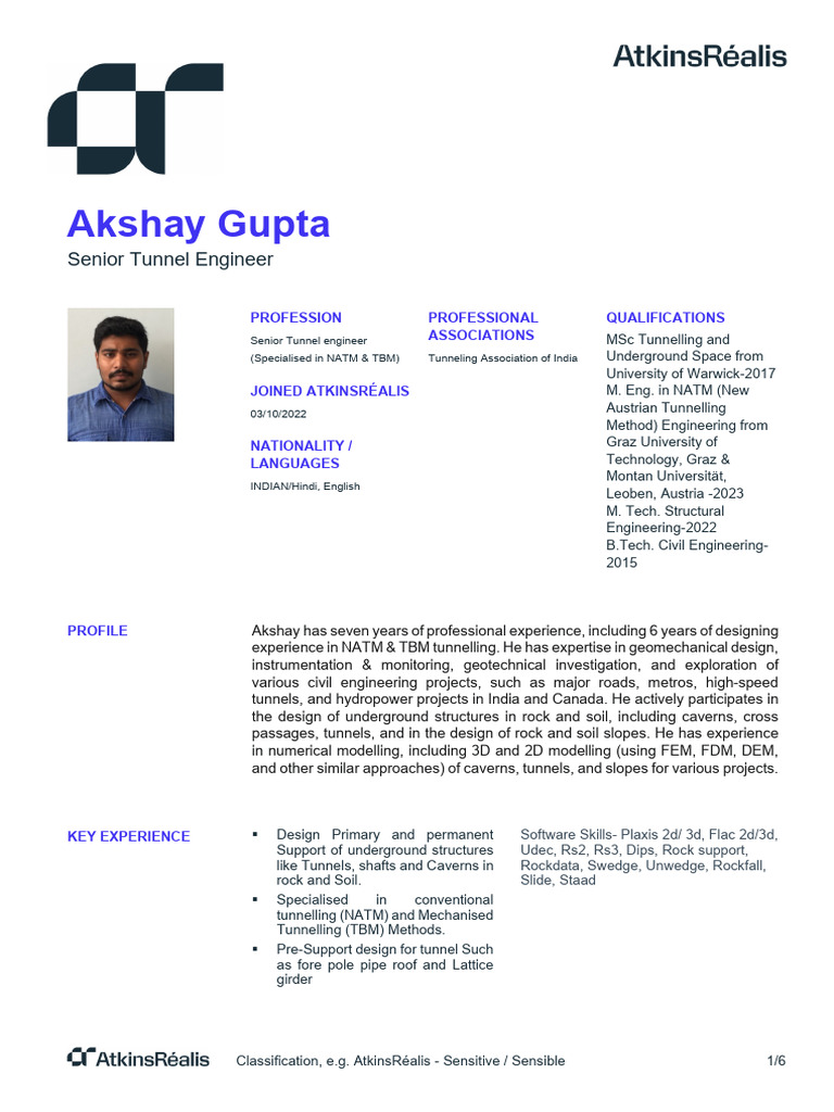 Akshay CV 2024 | PDF | Tunnel | Geotechnical Engineering