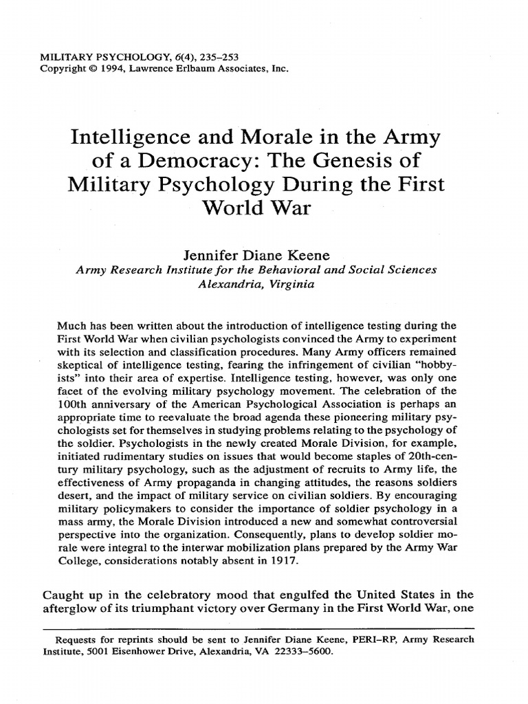 Intelligence and Morale in The Army | PDF