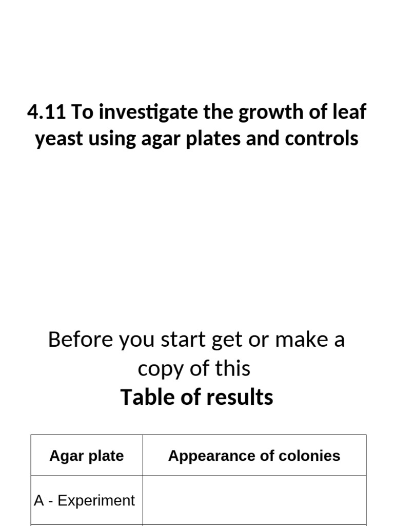 Investigating Leaf Yeast Growth on Agar | PDF