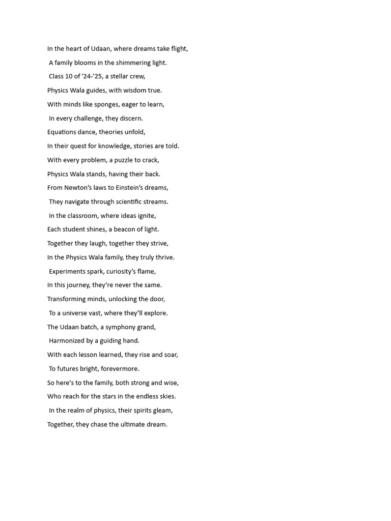 Poem On PW Family | PDF