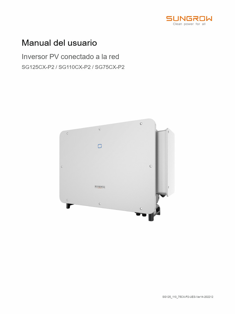 manual inversor sungrow de 125cx | PDF | Corriente continua | Ingenieria Eléctrica