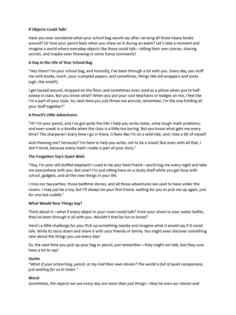 If Objects Could Talk | PDF