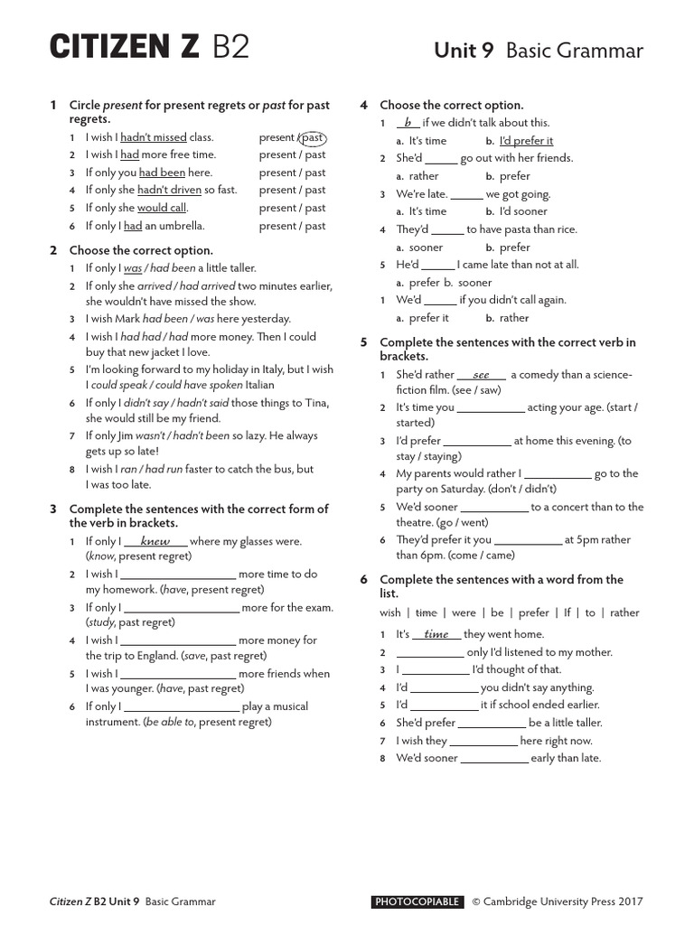 grammar unit 9 exercises | PDF | Linguistic Typology | Linguistic Morphology