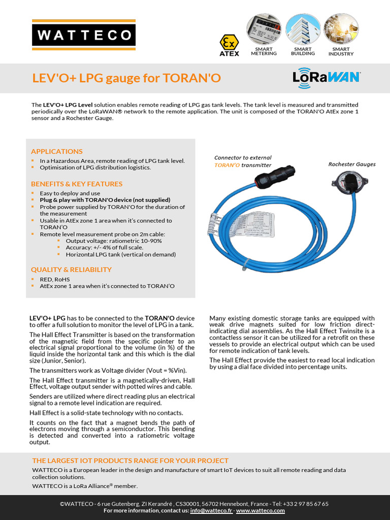 WATTECO_DS_50-70-210_LEVO+_LPGLEVEL_V1.5 | PDF | Electrical Engineering | Equipment