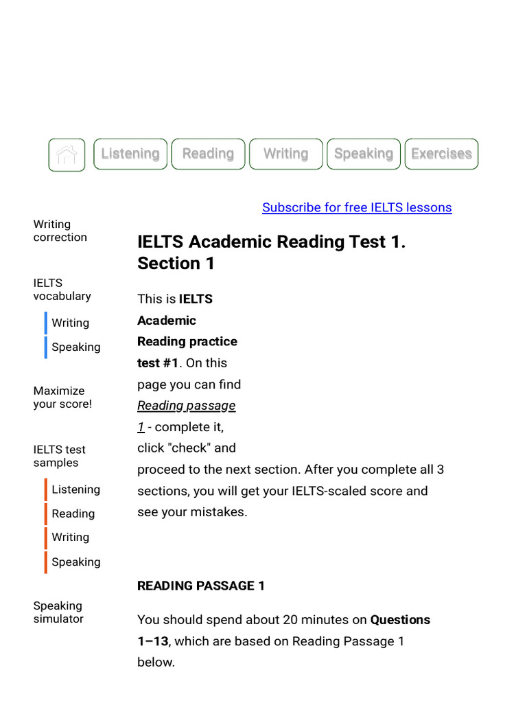 IELTS Academic Reading Practice Test 1 | PDF | Mental Image | Cognitive ...