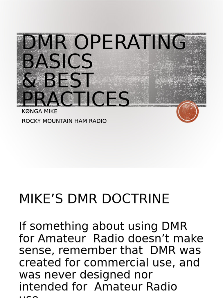 DMR Presentation November 2018 | PDF | Radio | Radio Technology