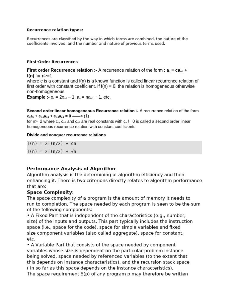 Recurrence Relation Types | PDF | Recurrence Relation | Mathematics