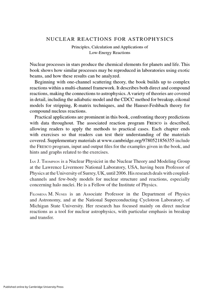 Ian J. Thompson, Filomena M. Nunes - Nuclear Reactions for Astrophysics ...