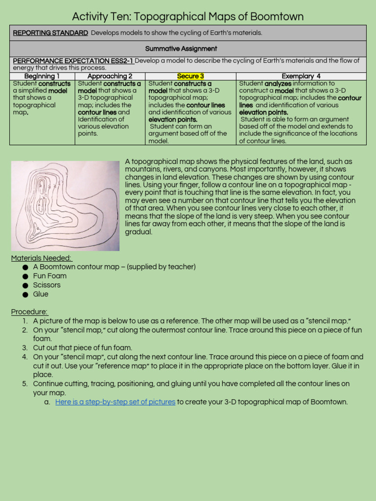Activity Ten - Topographical Maps of Boomtown-Colin | PDF | Contour ...