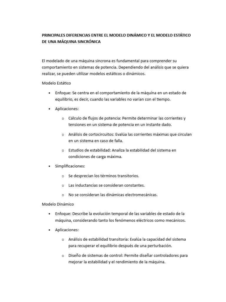 Principales Diferencias Entre El Modelo Dinámico y El Modelo Estático ...
