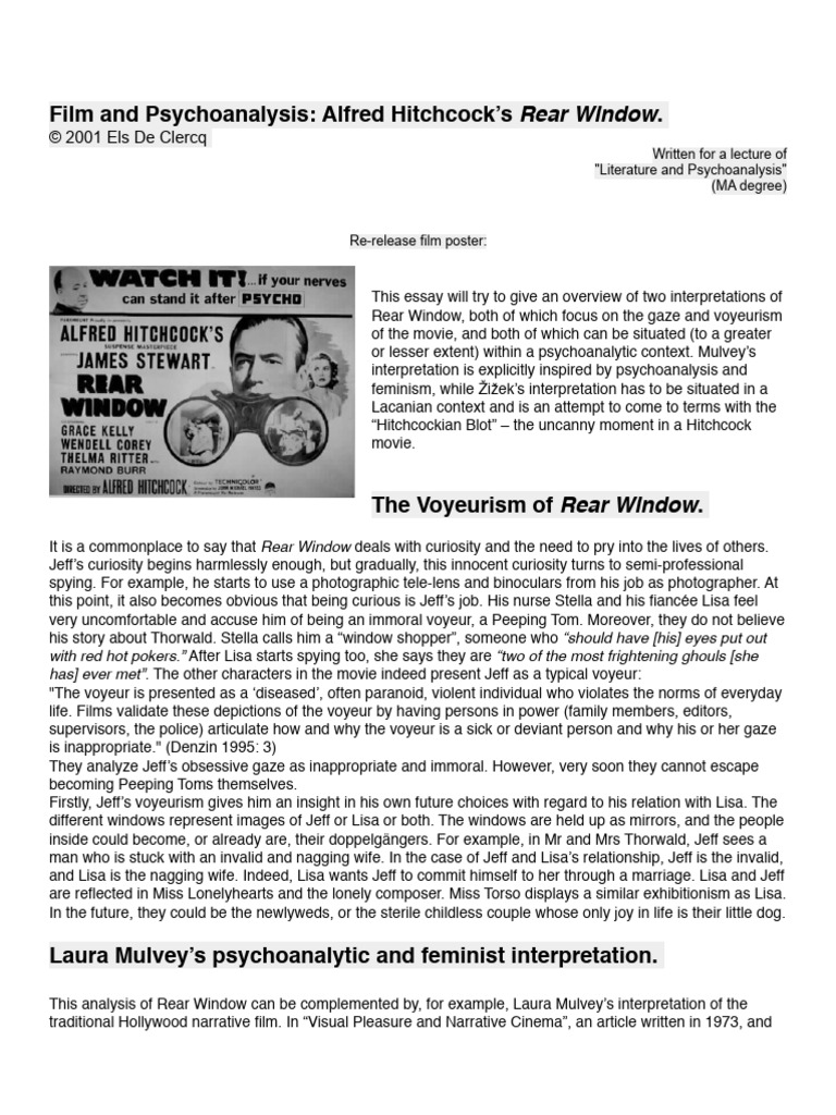 Voyeurism in Hitchcock's Rear Window | PDF