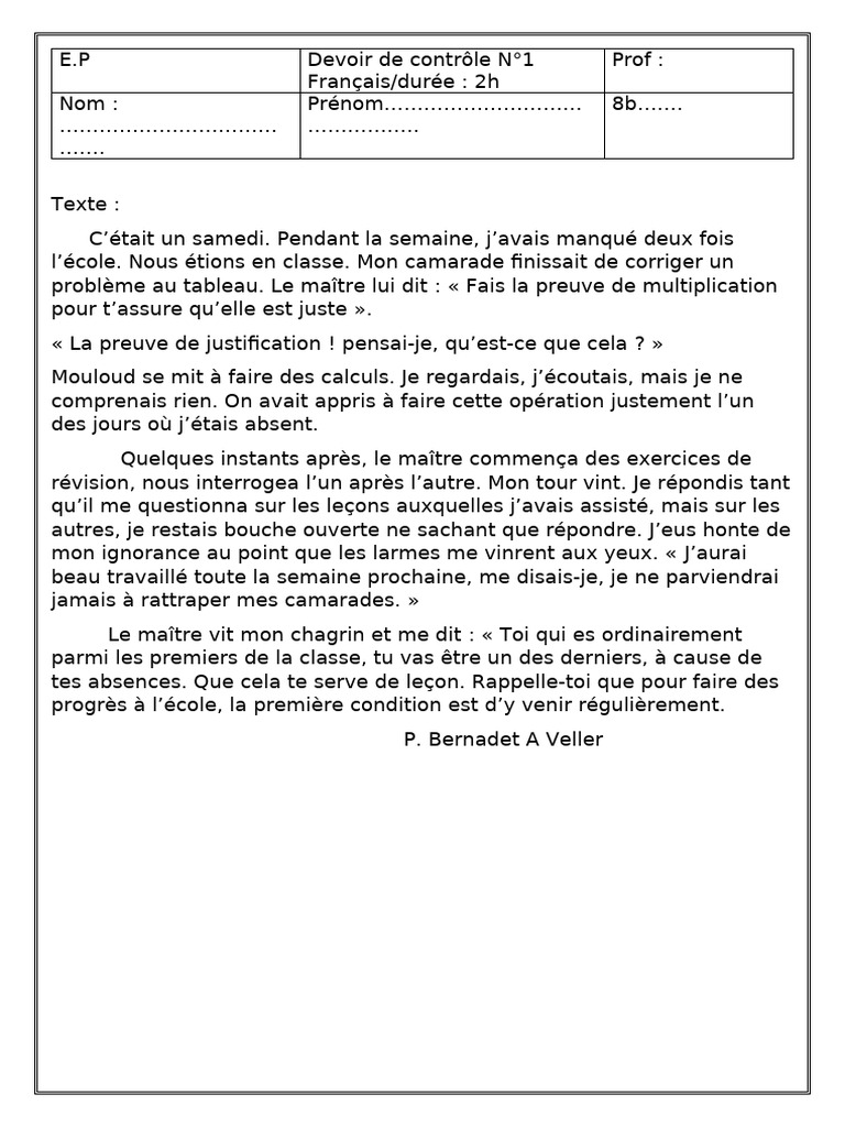 devoir1 8ème.docx · version 1 | PDF