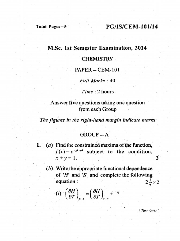 PG SEM 1 2014 _ CEM-101 | PDF
