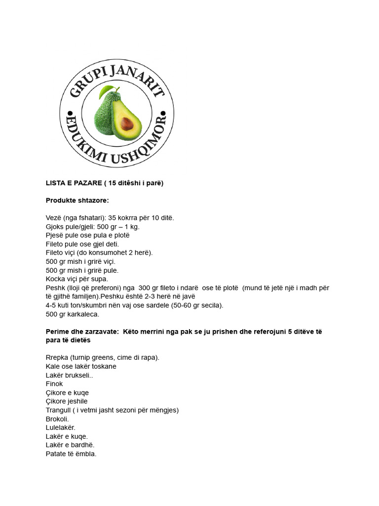 Lista Pazareve Janar | PDF