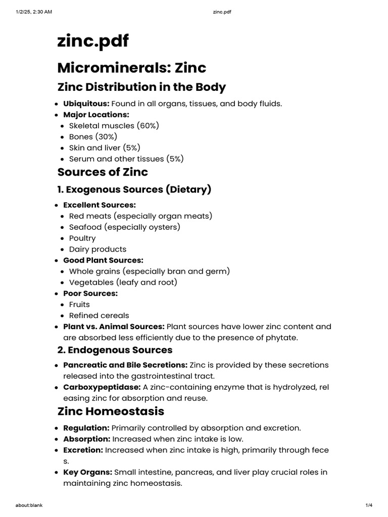 zinc | PDF | Zinc | Digestion