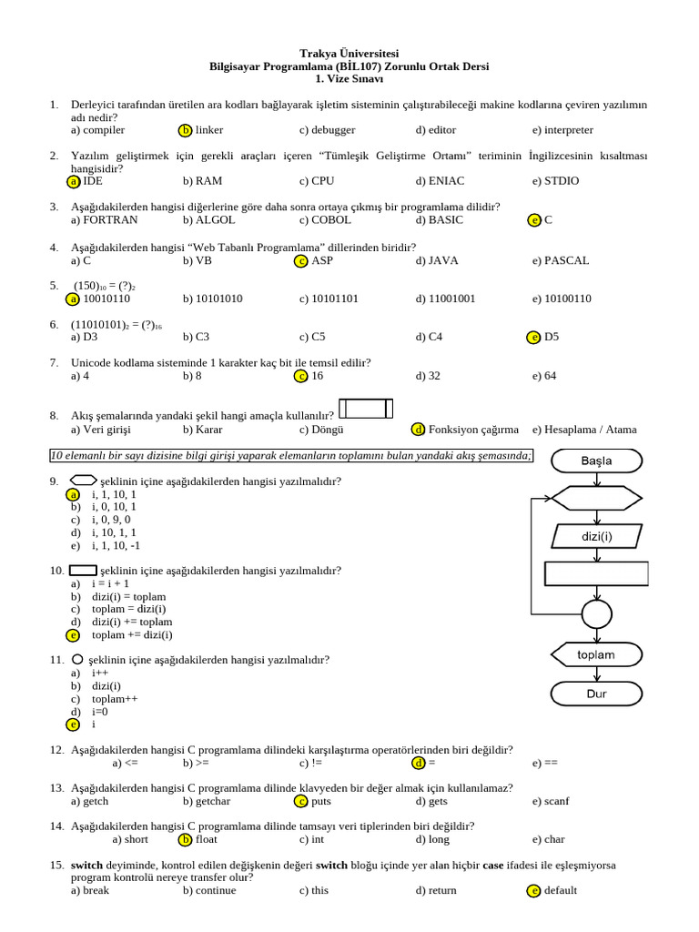 Vize2013 - 1 Bilgisayar Programlama | PDF