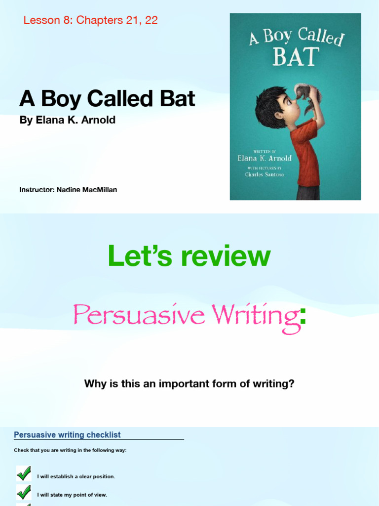 A Boy Called Bat Lesson 8 | PDF