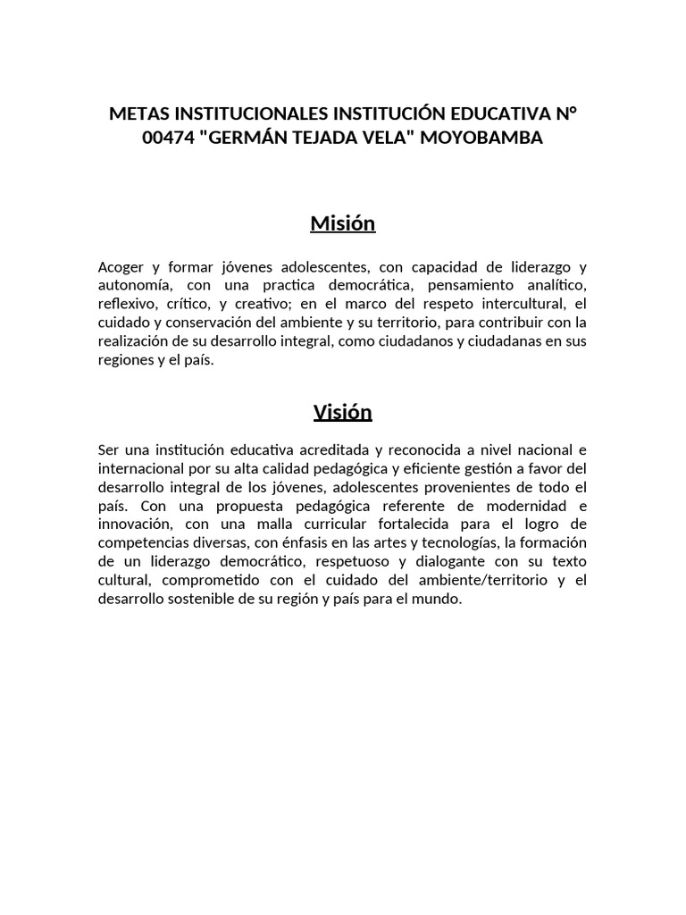 Metas Institucionales | PDF