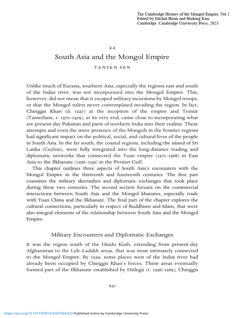 South Asia and The Mongol Empire | PDF | Mongol Empire | Genghis Khan