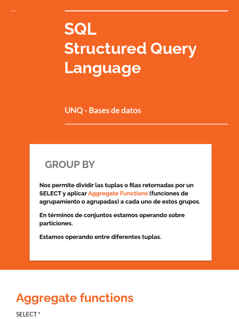 Funciones de Agregación en PostgreSQL | PDF