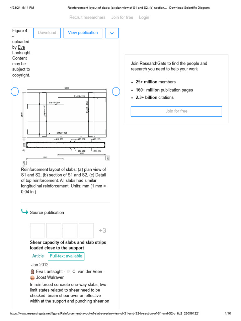 Reinforcement Layout of Slabs - (A) Plan View of S1 and S2, (B) Section ...