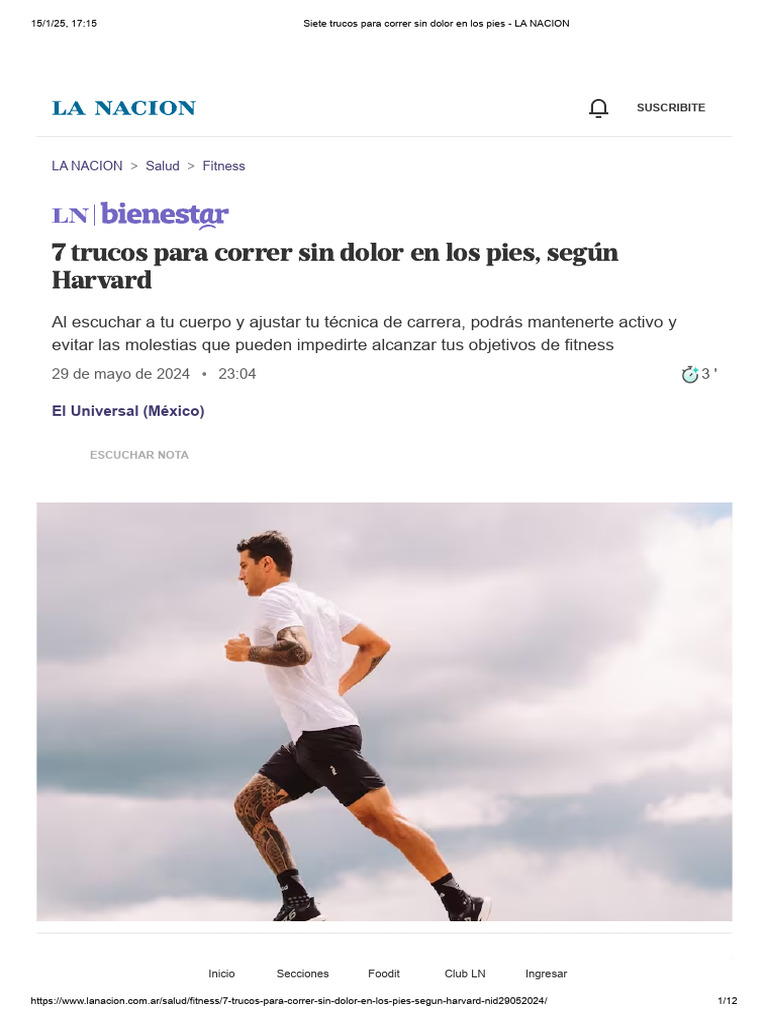 Siete Trucos para Correr Sin Dolor en Los Pies - LA NACION | PDF | Corriendo