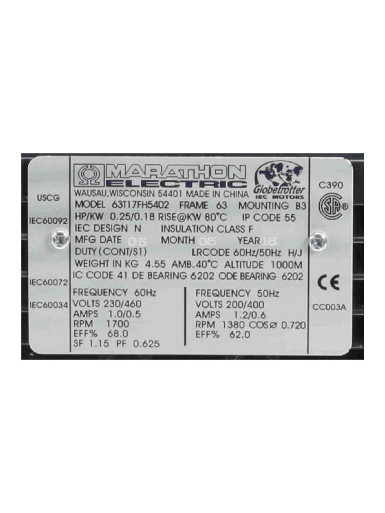 Placa_de_Datos_motor | PDF | Energia electrica | Motores