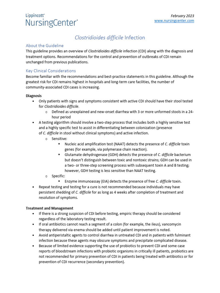 Guideline-Summary_Clostridioides-difficile_February-2023 | PDF ...