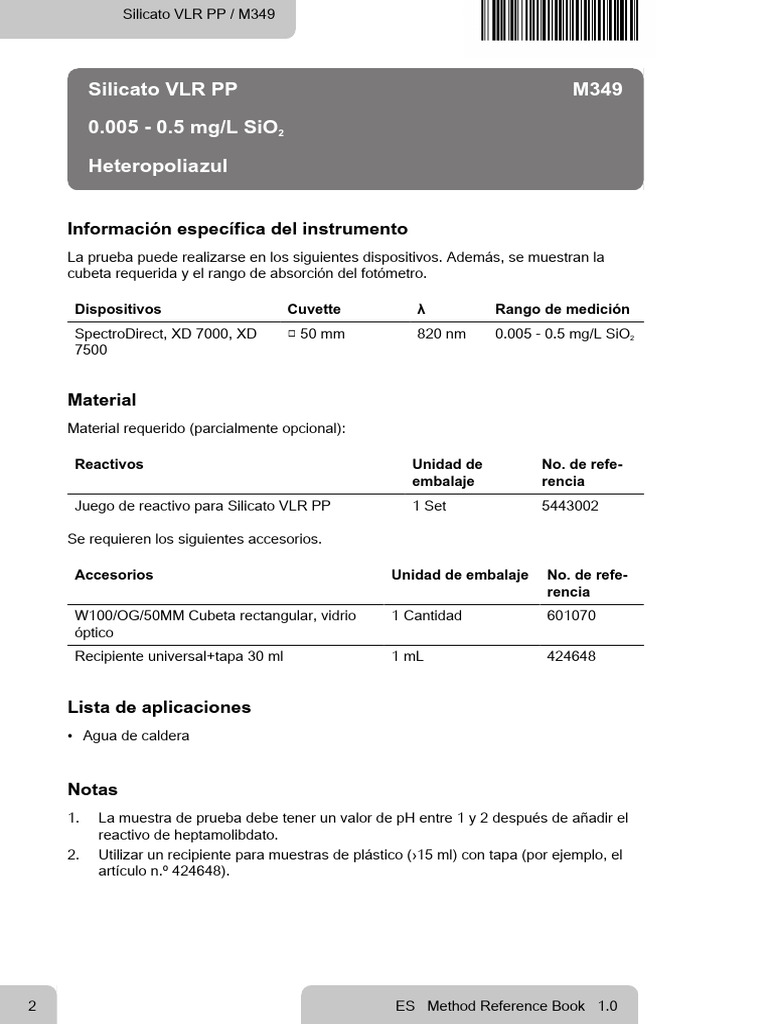 Método Lovibond Silicato VLR PP | PDF Método Lovibond Silicato VLR PP | PDF