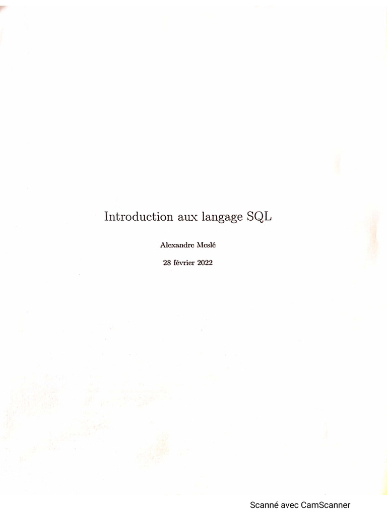 Initiation Au Langage SQL | PDF
