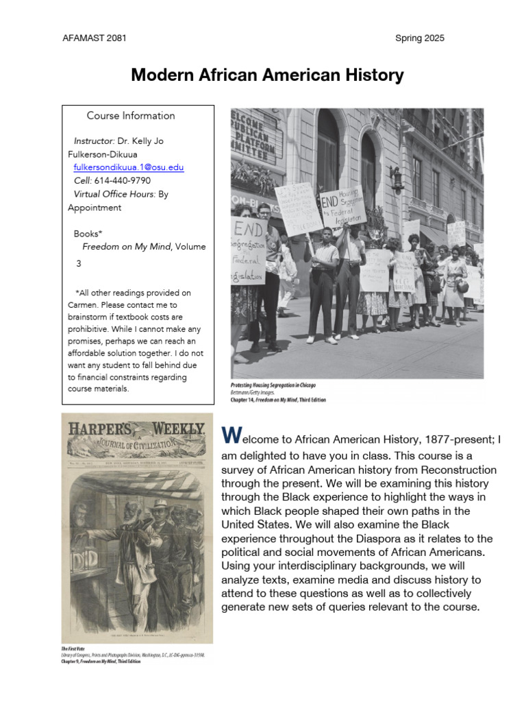 African American History Course | PDF | Quiz