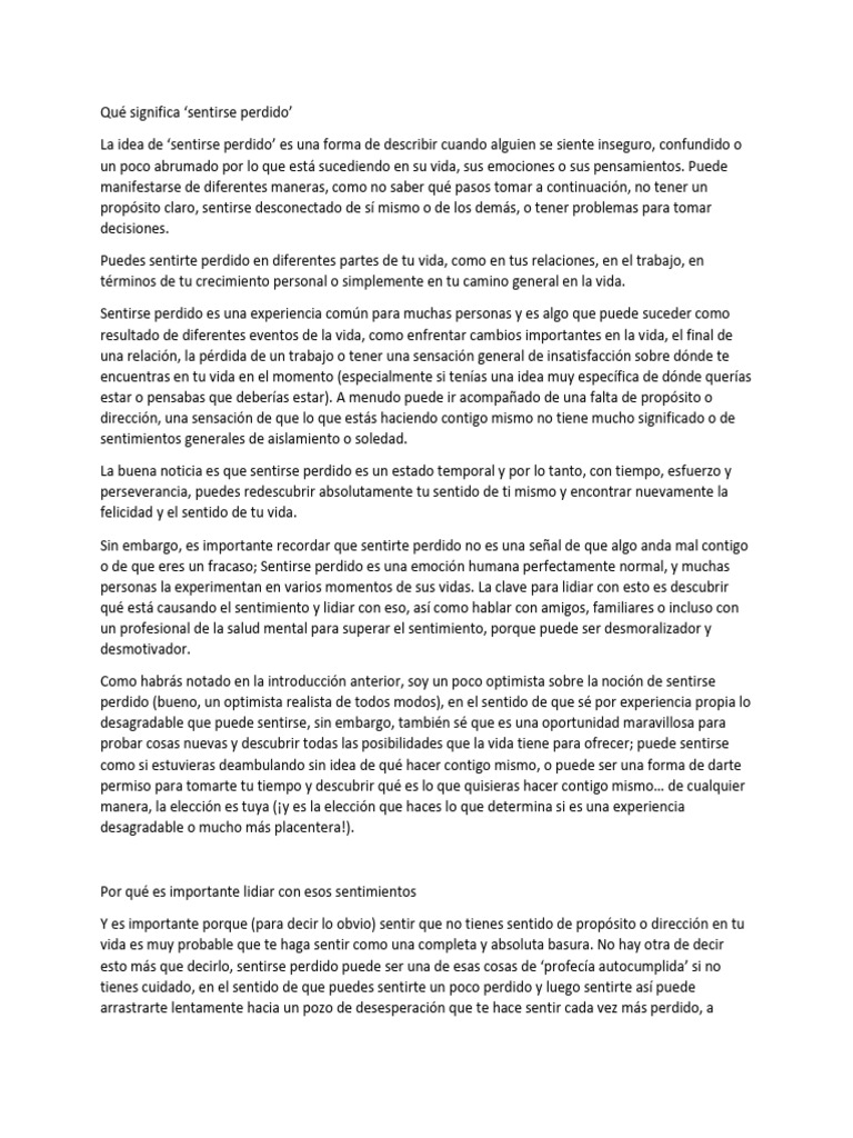 Cómo superar sentirse perdido en la vida | PDF | Pensamiento | Experiencia