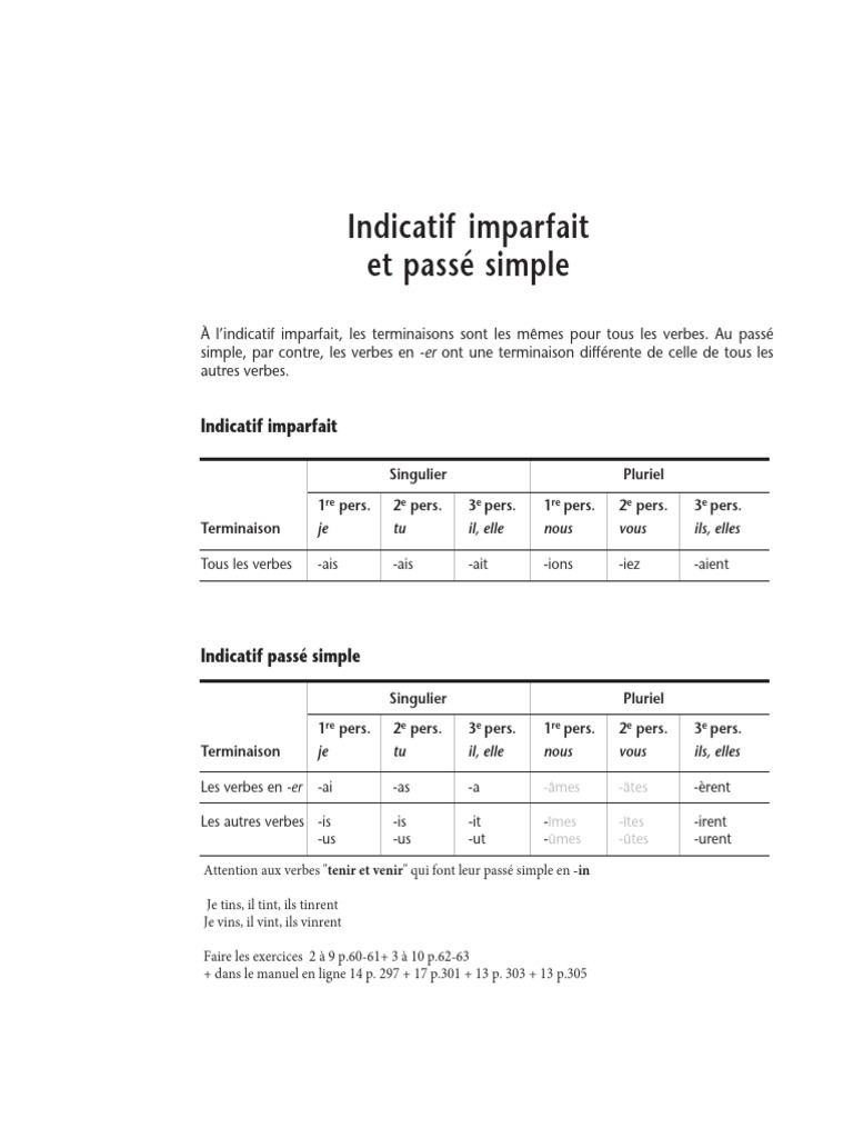 Imparfait et Passé Simple : Guide Pratique | PDF