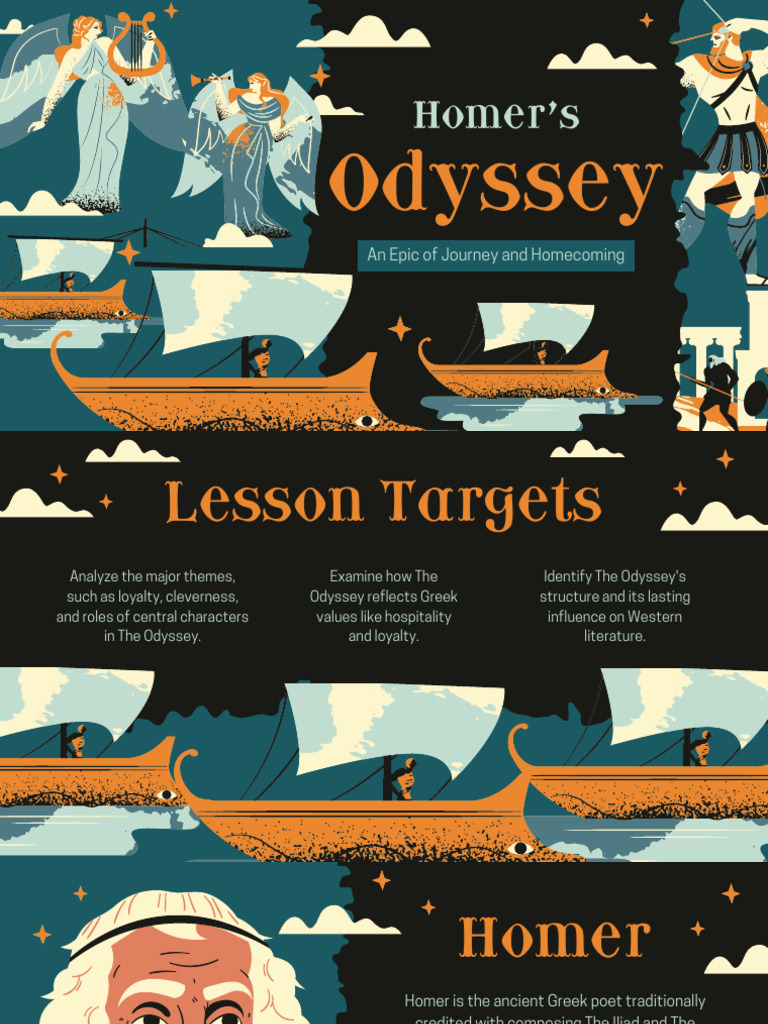 Greek Mythology Homer’s The Odyssey ELA Presentation in Black, Blue ...