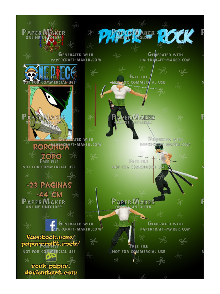Roronoa Zoro by Paper Rock Sin Lineas - Joaosinho | PDF