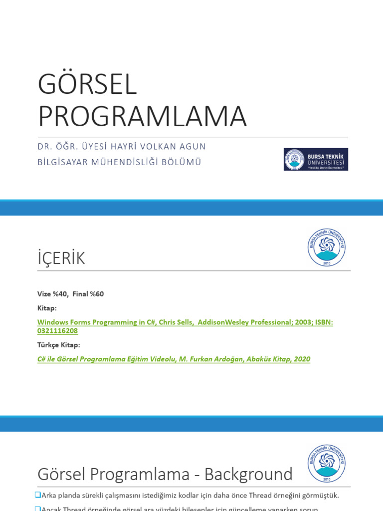 Görsel Programlama - BackgroundWorker - Threads | PDF