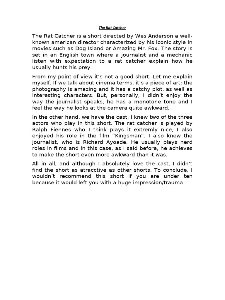 The Rat Catcher: A Short Film Review | PDF