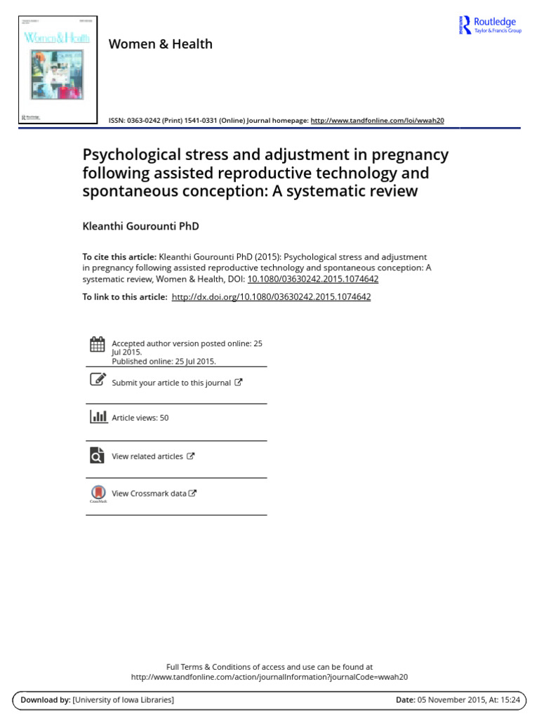 Psychological stress and adjustment in pregnancy following assisted ...