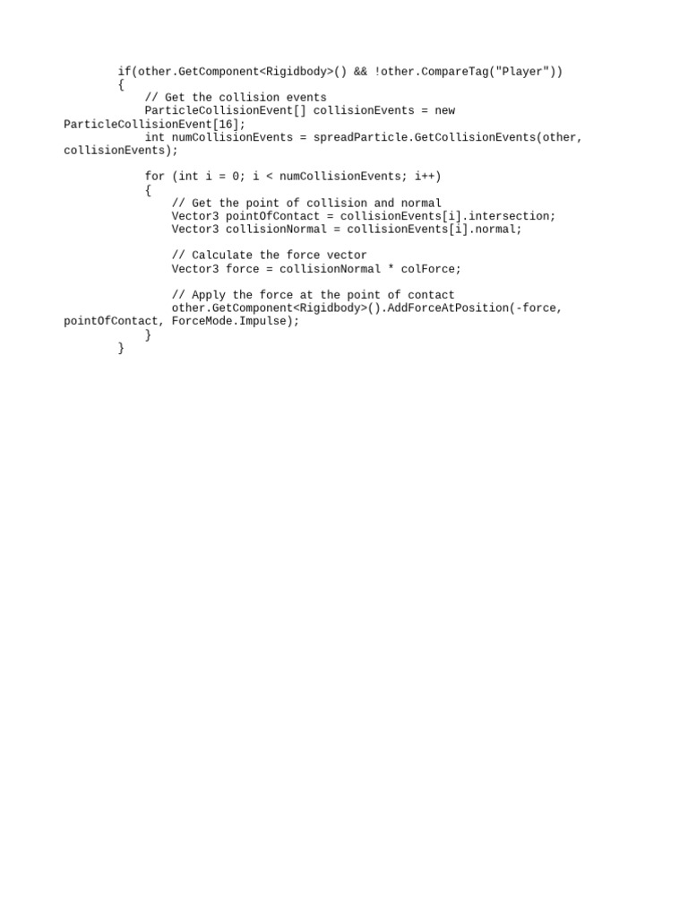 Particle Collision Force Application | PDF