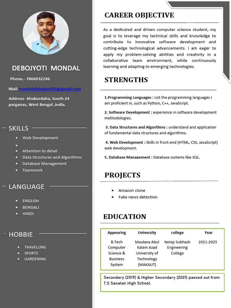 Resume Debojyoti | PDF | Web Development | Computer Programming