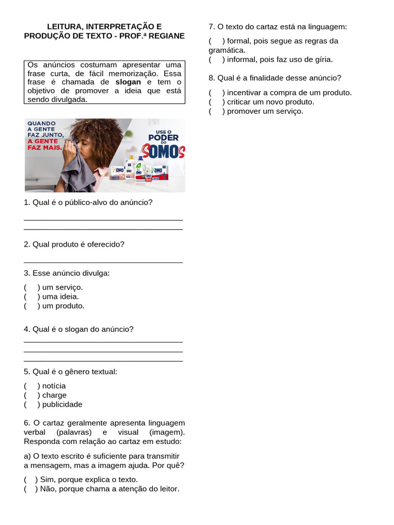 Anúncio Publicitário Omo | PDF