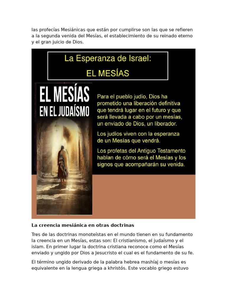 Las Profecías Mesiánicas Que Están Por Cumplirse Son Las Que Se ...